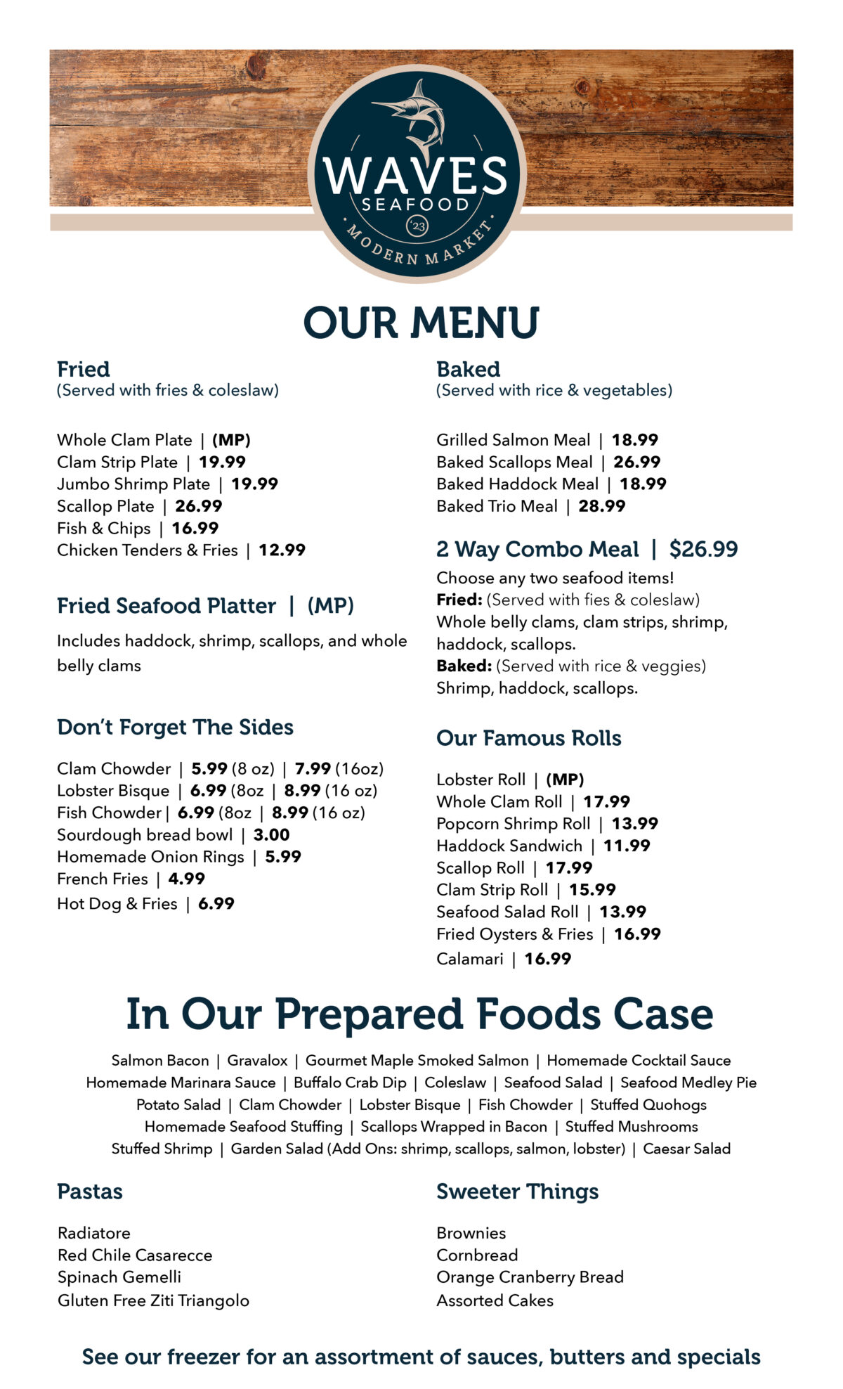cooked food menu – Waves Seafood