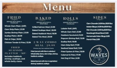 cooked food menu – Waves Seafood